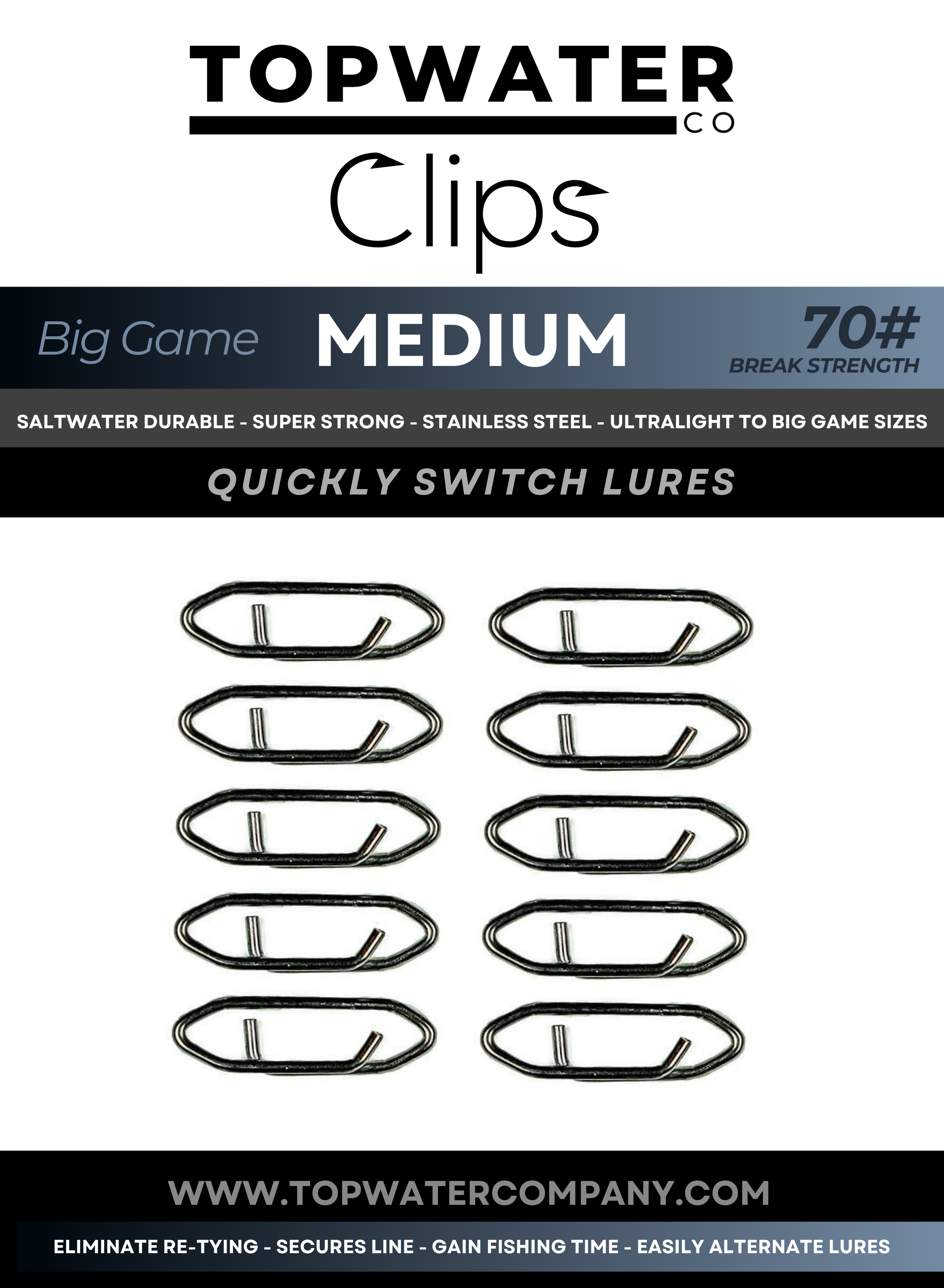 Topwater Co Speed Clips (15-45-70-120lbs)